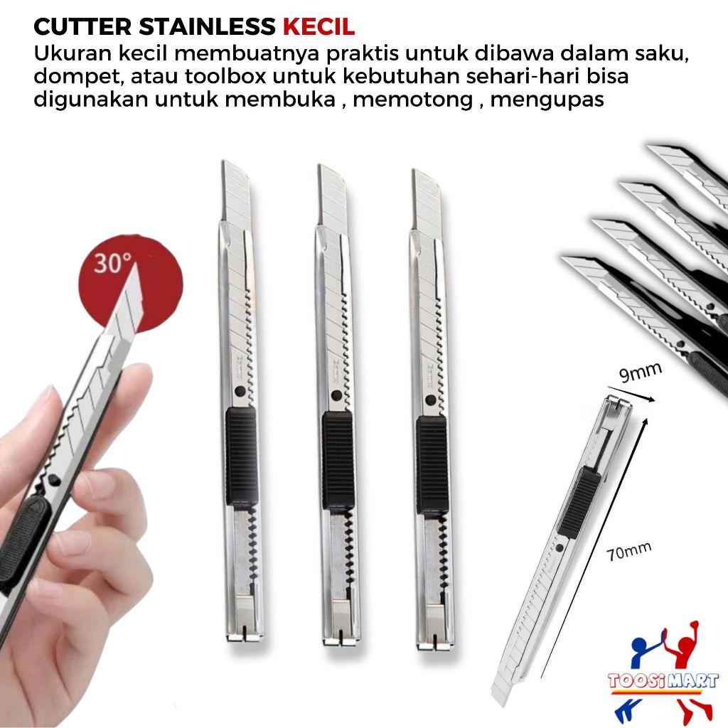 Jual Pisau Cutter Mini Stainless Cutter Mini Besi Pisau Mini Cutter Stainless Steel | Shopee ...