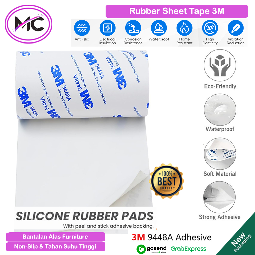 Jual Rubber Sheet Adhesive Tape Karet Silikon Anti Slip Lembaran Tebal ...