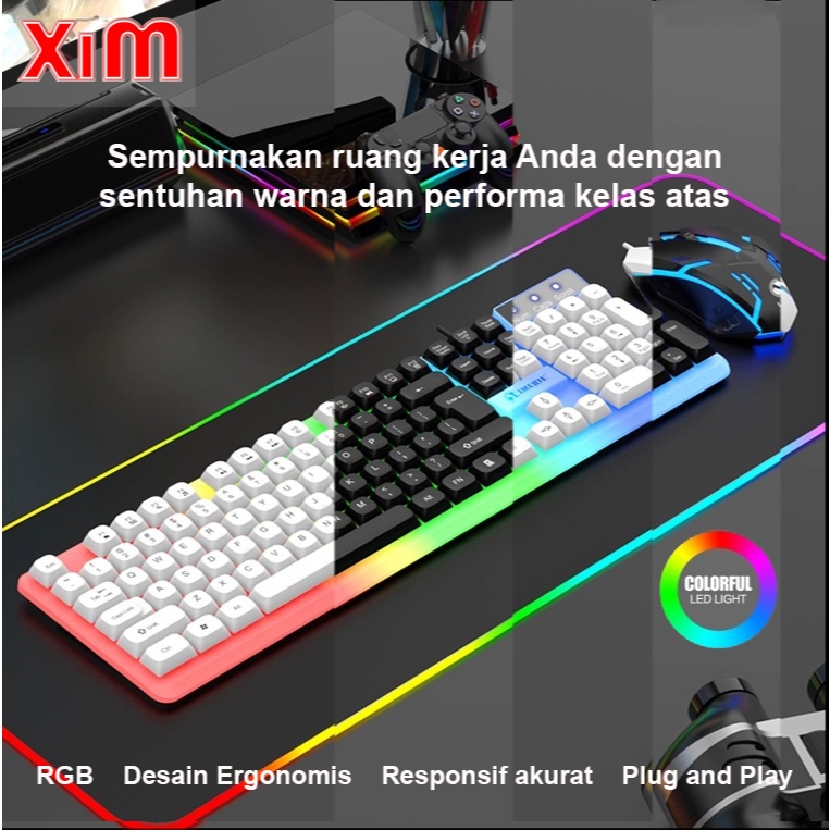 Jual Ximin Kombo Keyboard dan Mouse Gaming MENGMA dengan Lampu RGB ...