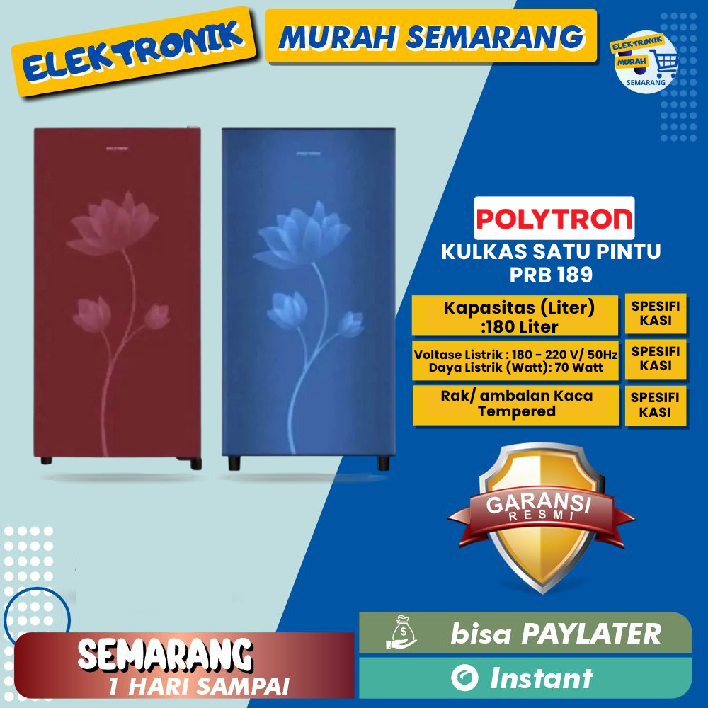 Jual Kulkas 1 Pintu POLYTRON PRB 189 B/R 180 Liter Metal Door Semi ...