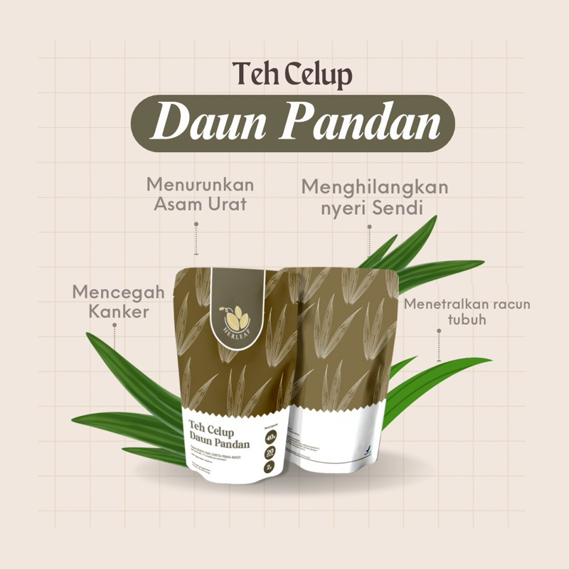Jual Teh Herbal Daun Pandan Herleaf – Teh Celup Wangi & Alami, 20 Tea ...