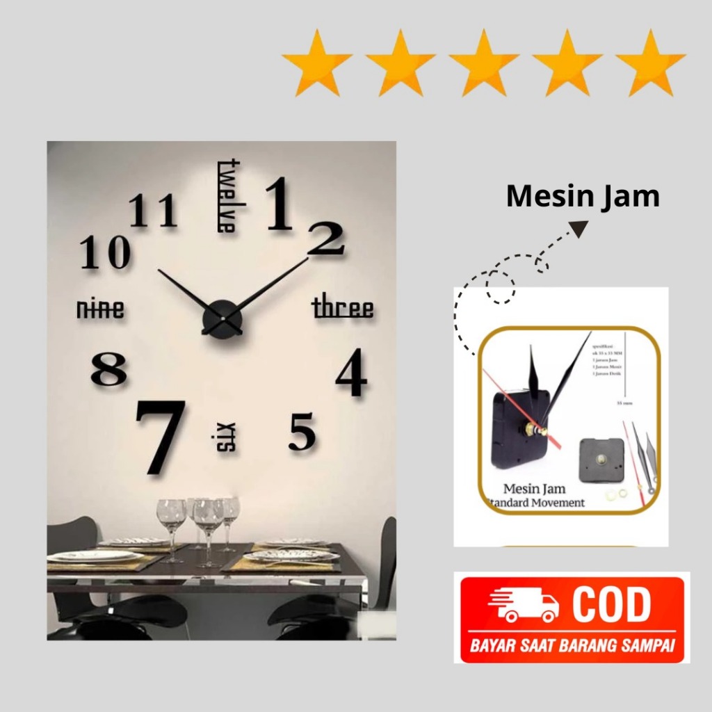 Jual JAM DINDING TEMPEL ANALOG - 3D DIY MODERN CLOCK 4 MODEL | Shopee ...