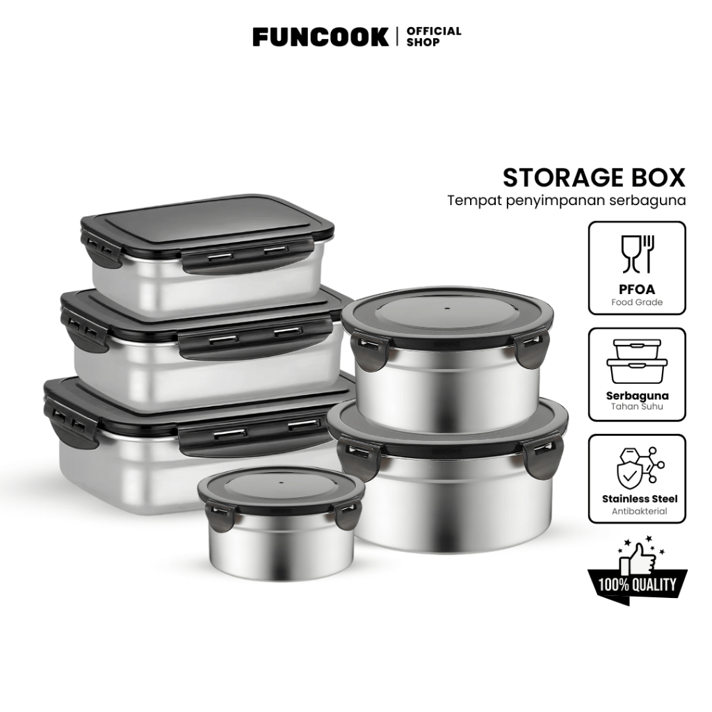 Jual FUNCOOK Kontainer Makanan Stackable Tempat Penyimpanan Serbaguna ...