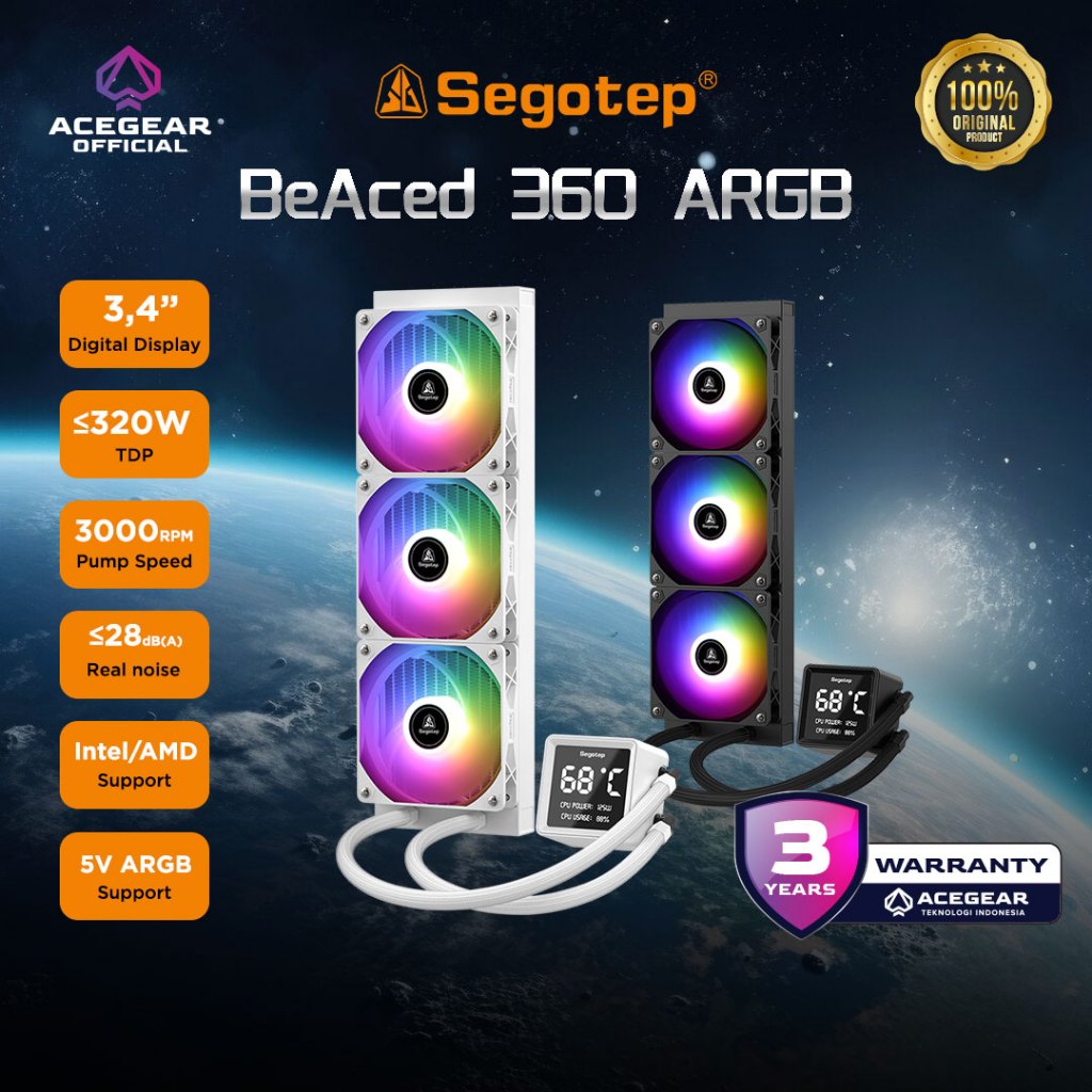 Jual SEGOTEP BEACED 360 ARGB (Intel/AMD 360mm Matrix Display ARGB AIO ...