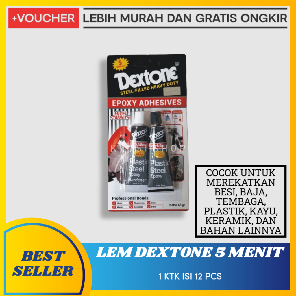 Jual LEM DEXTON 5MENIT - LEM EPOXY BESI 48GR - LEM CAMPUR [A][#LEM ...