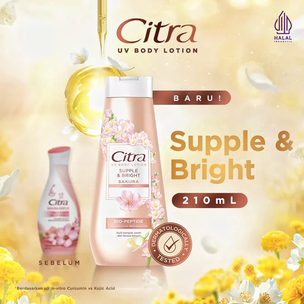 Jual CITRA UV Body Lotion Supple & Bright Sakura 210ML - Mencerahkan ...