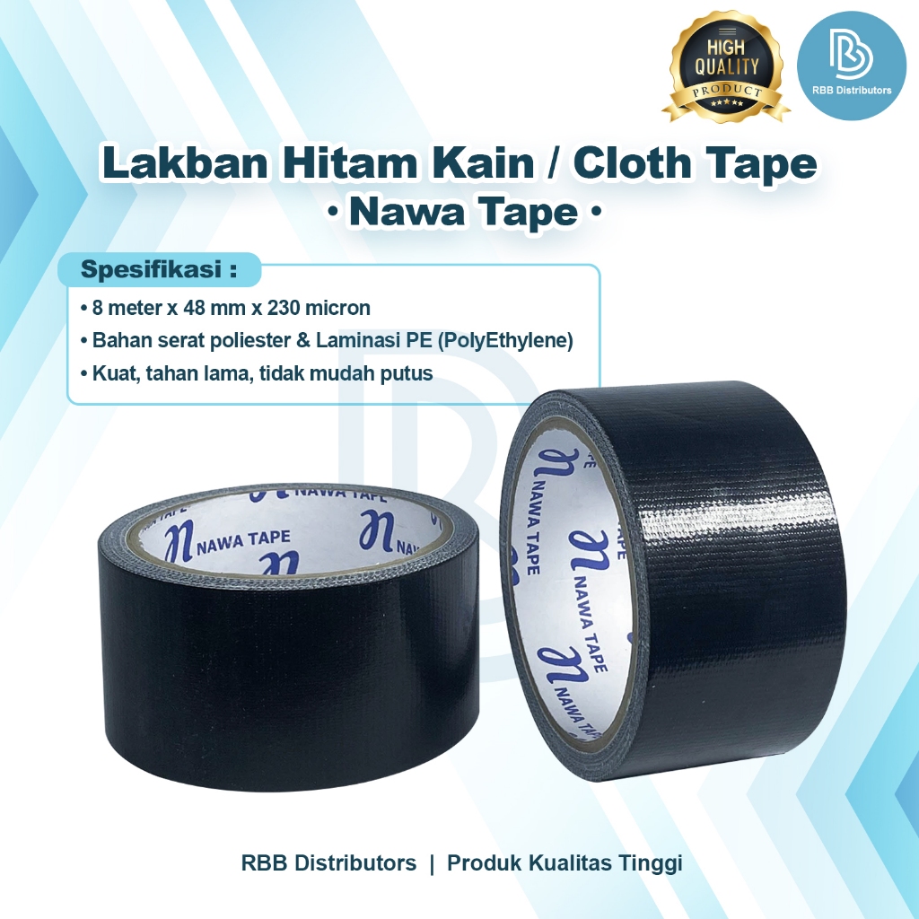 Jual Lakban Hitam Kain 48mm x 8 meter Cloth Tape Hitam - Nawa | Shopee ...