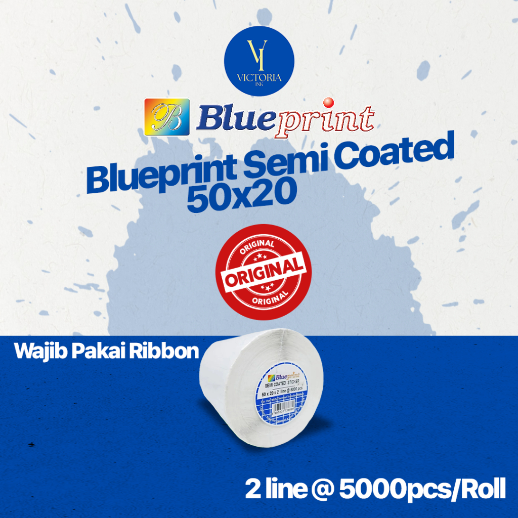 Jual Stiker Label Blueprint 50x20 2 Line @5000pcs Label Barcode 50 X 20 ...