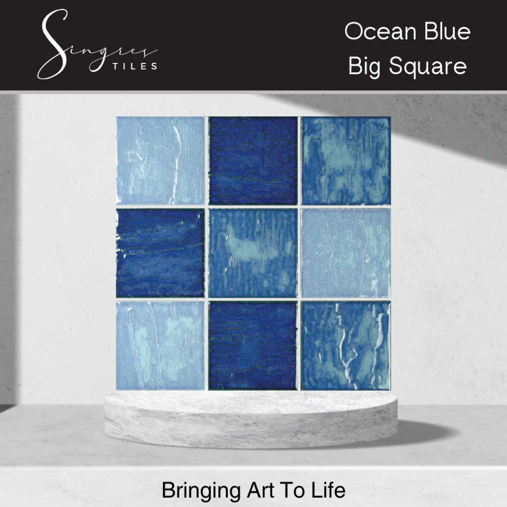 Jual Singres Tiles - Ocean Blue Big Square Mosaic Tiles | Shopee Indonesia