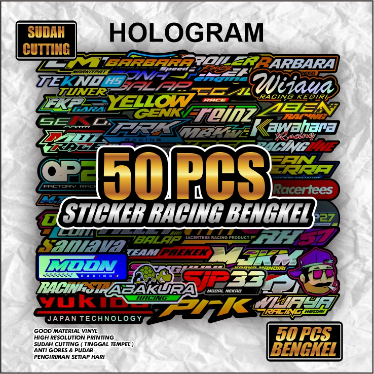 Jual Isi 50 Lembar Sticker Pack Hologram Sponsor Racing Sticker Motor ...