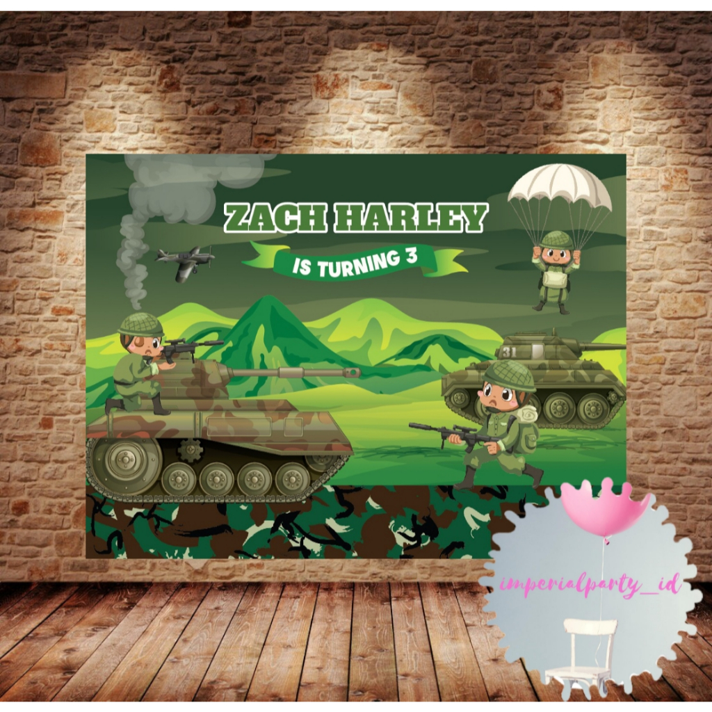 Jual Custom Backdrop Banner Spanduk Happy Birthday Army Tentara Anak ...