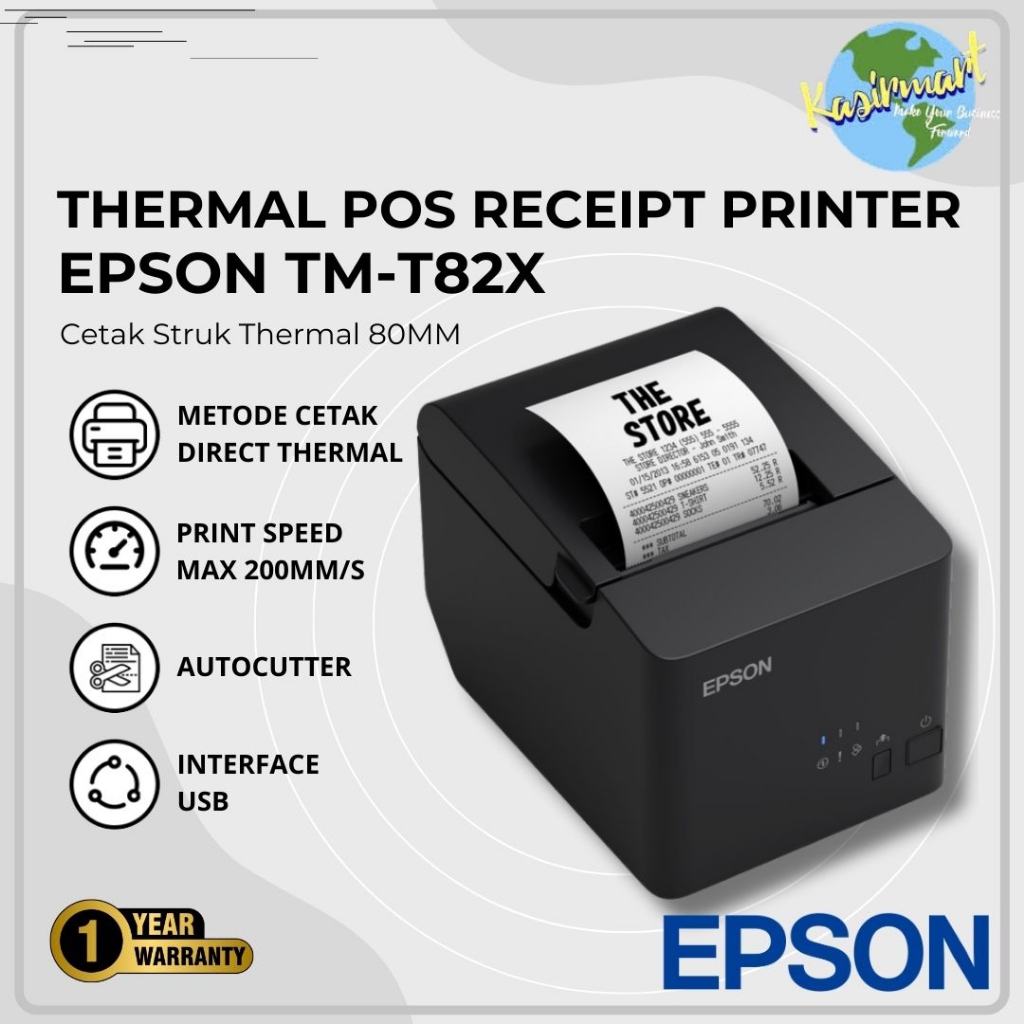 Jual Printer Struk Epson TM T82X POS TMT82X USB SERIAL RS232 LAN Auto ...