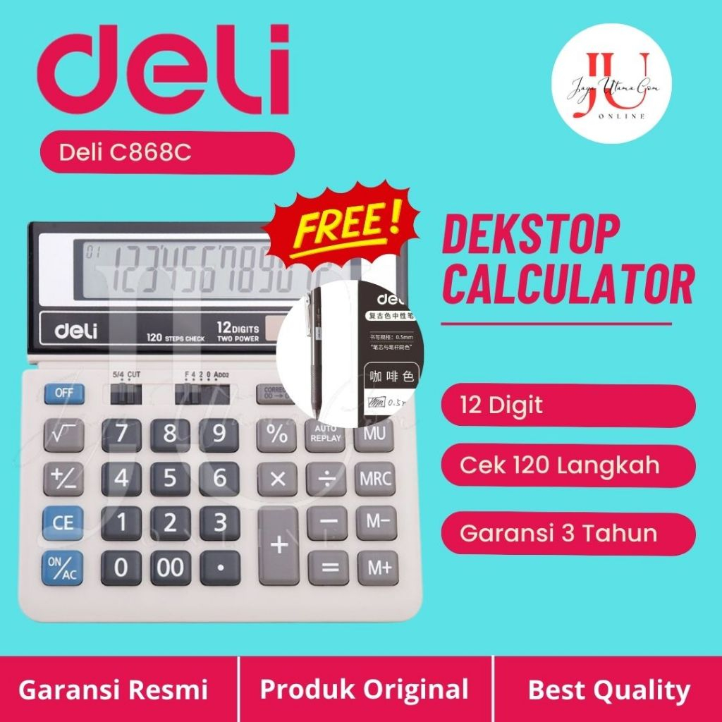 Jual Deli C868C / E1238 / E1589 / E1630 / E1507 / E1629 Kalkulator 12 Digit Original | Shopee ...