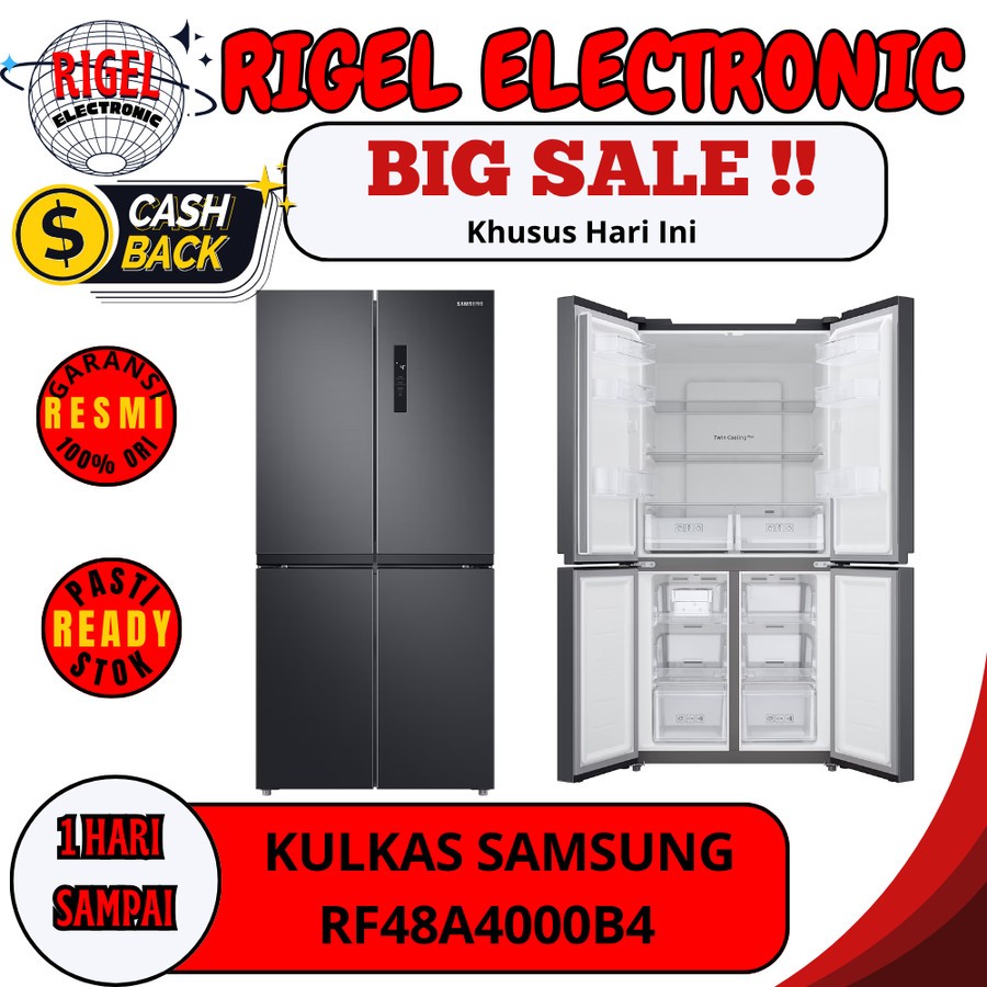 Jual SAMSUNG RF48A4000B4 KULKAS SIDE BY SIDE 4 PINTU 511 L TWIN COOLING ...