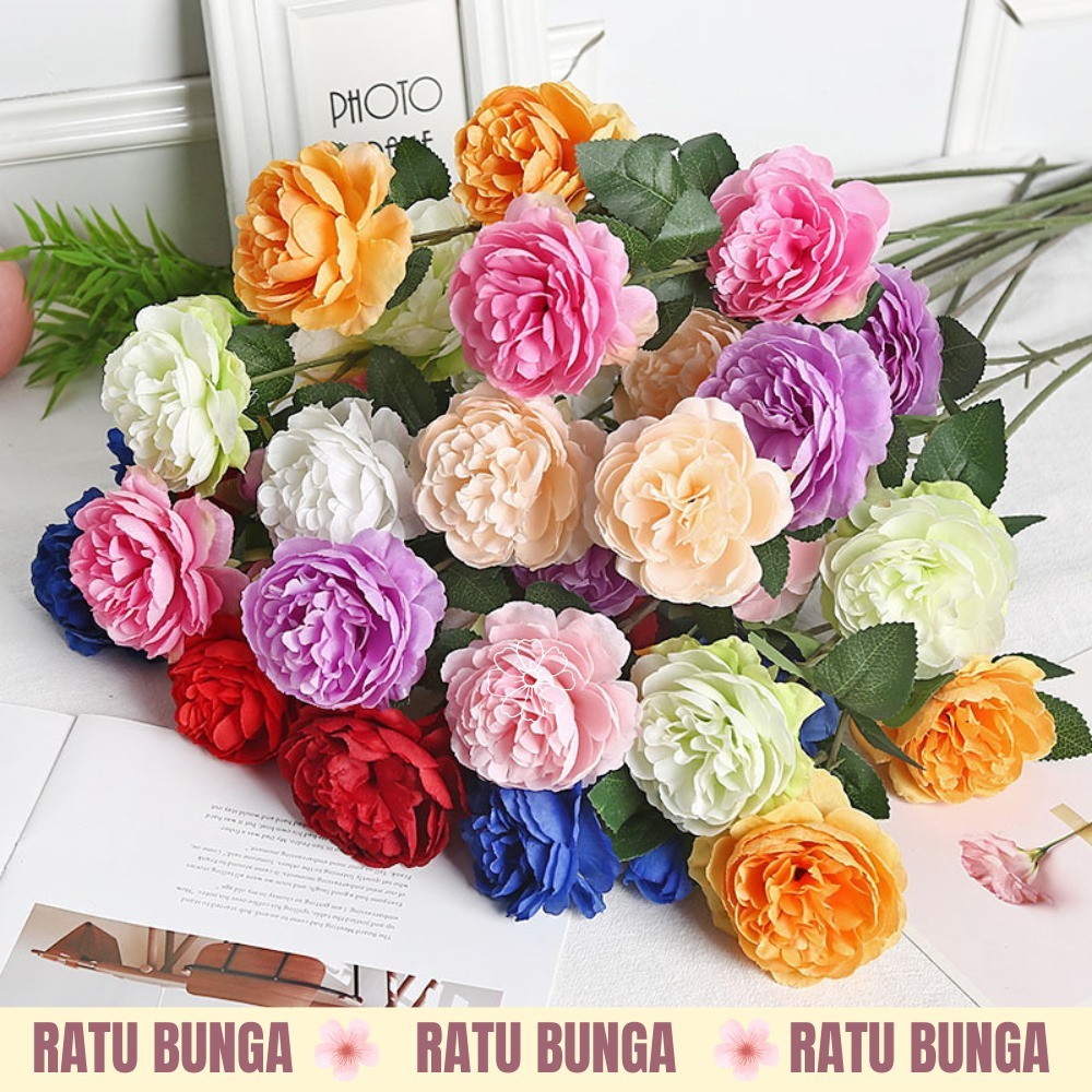 Jual Artificial Flower Bouquet Peony Fake Home Wedding Table Decoration ...