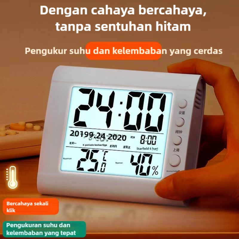 Jual Jam Beker Dering Digital Alarm Clock Tampilan suhu kelembapan ...