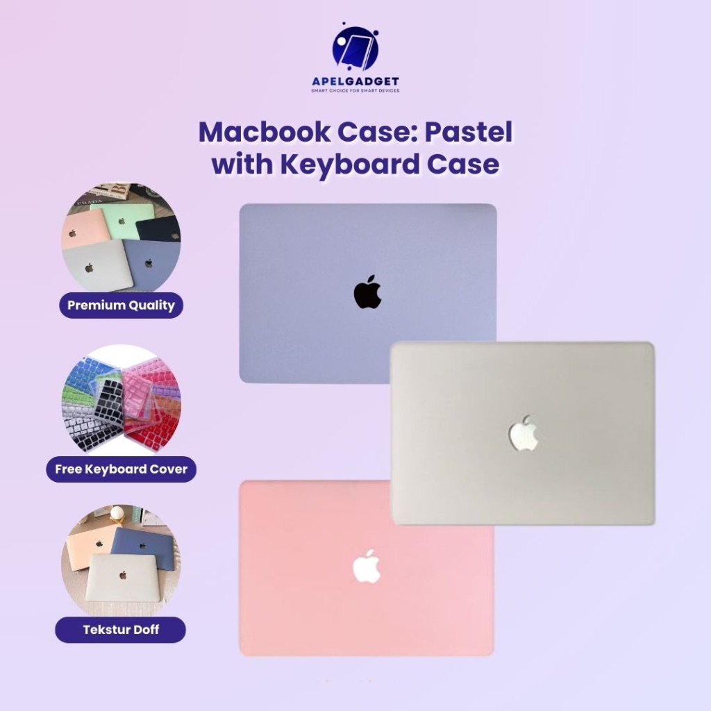 Jual MacBook Pastel Case with Logo Cut Out with Keyboard Case Hard Case ...