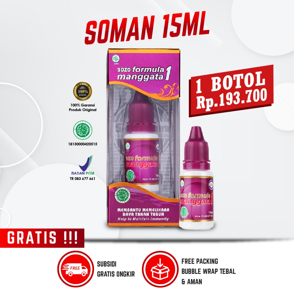 Jual Soman 1 isi 15Ml ( Sozo Formula Manggata 1 ), Obat Herbal Soman 1 ...