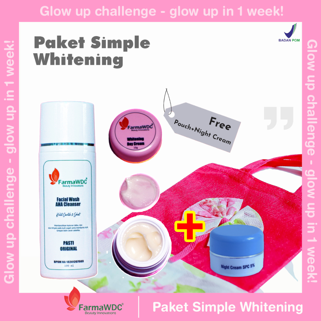 Jual FarmaWDC Paket Simple Whitening (Sabun, Cream Siang + Bonus Night ...