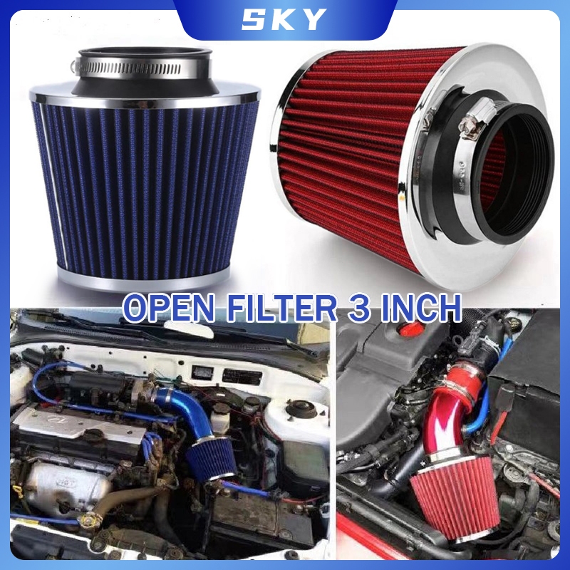 Jual Open Filter Udara Mobil 3 Inch Universal 76MM Open Air Filter ...