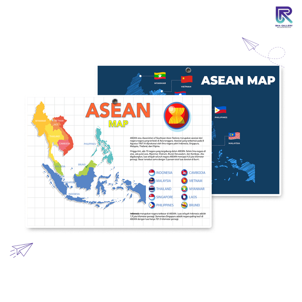 Jual RHA GALLERY Poster Peta Asean Map Pajangan Sekolah Edukasi ...