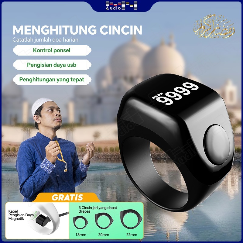 Jual 【3 Ukuran Cincin in 1】Cincin Tasbih Digital Smart Zikr Ring OLED ...
