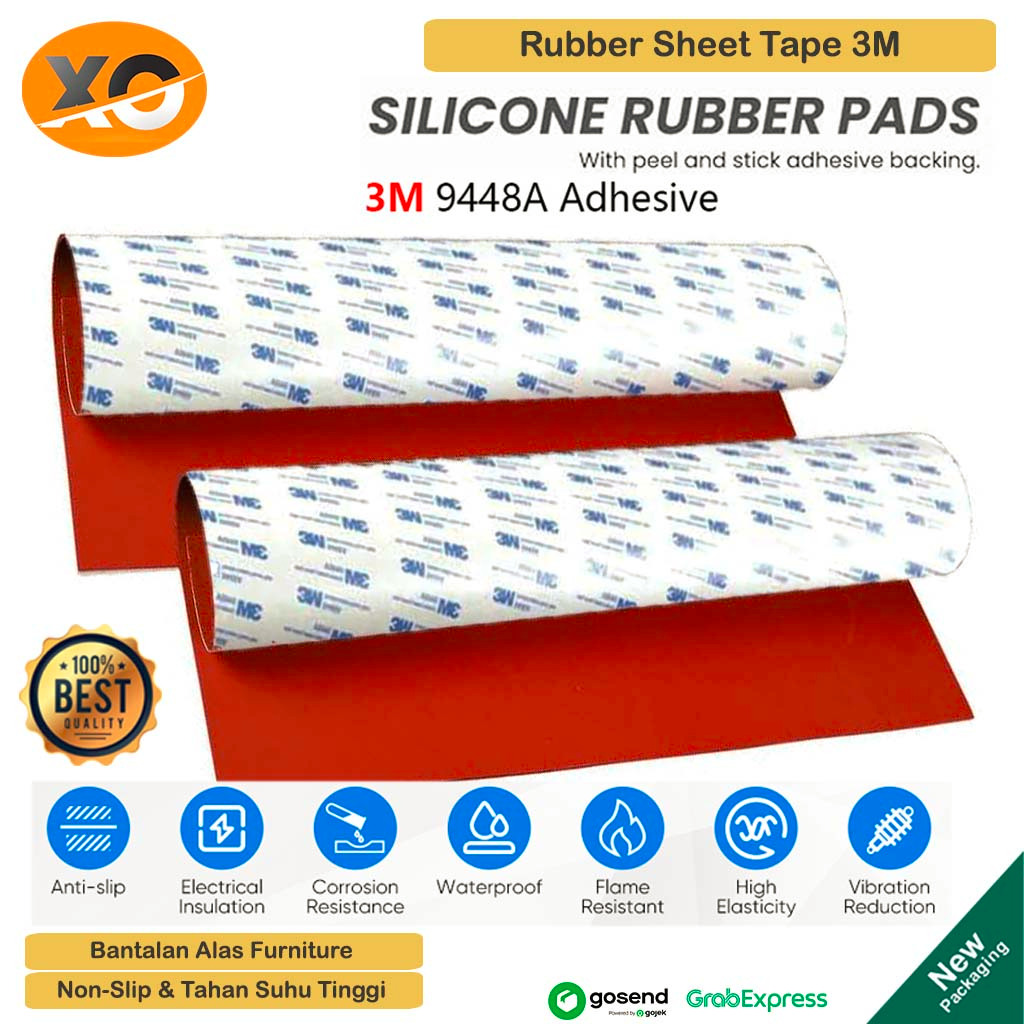 Jual Rubber Sheet Adhesive Red Strip Silicone Non Slip 4mm 5mm 6mm ...