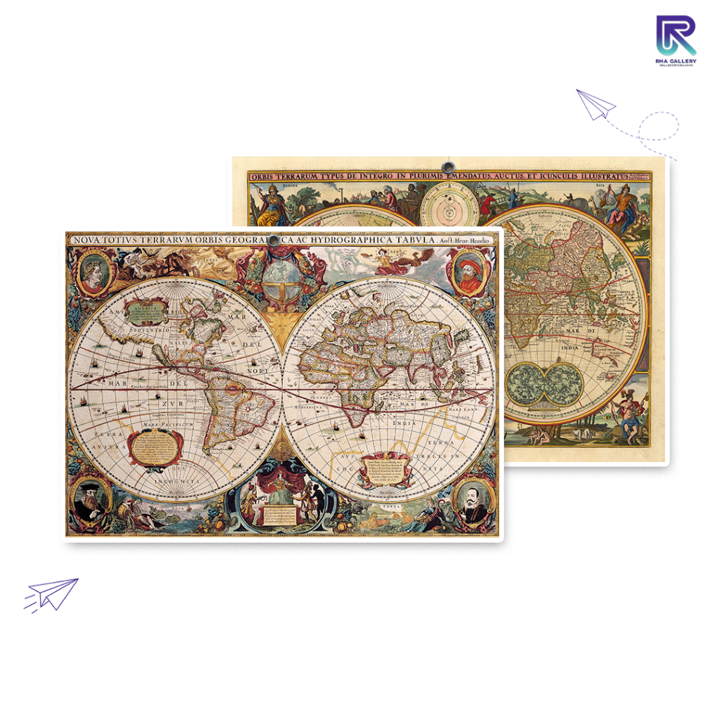 Jual RHA GALLERY Poster Peta Vintage World Map Pajangan Sekolah Edukasi ...