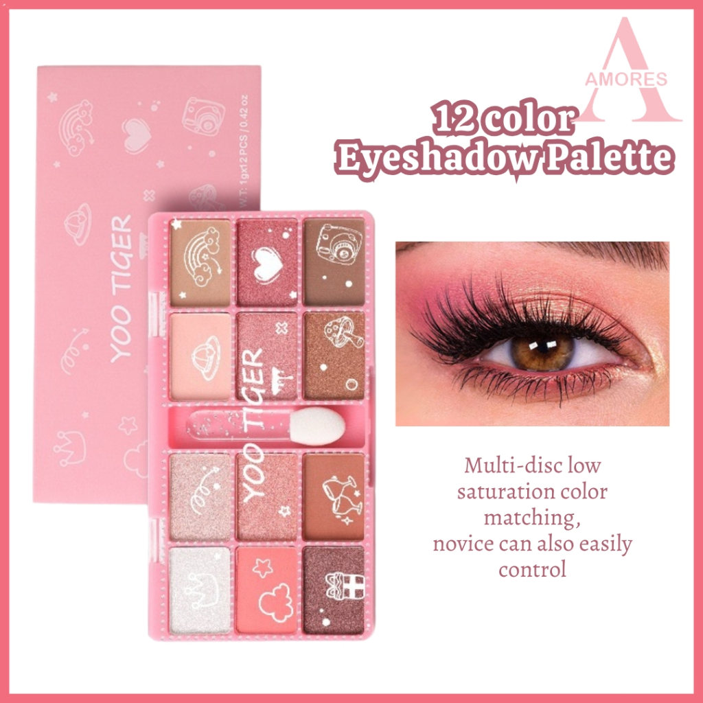 Jual YOO TIGER Palette Eyeshadow Daily Earth Milk Tea 12 Color ...