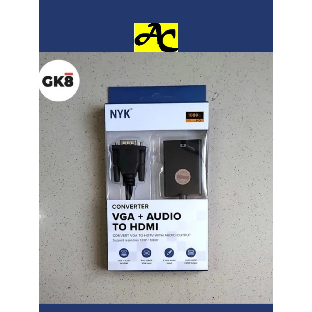 Jual NYK_ Converter VGA+Audio to HDMI/VGA to HDTV with Audio Output ...