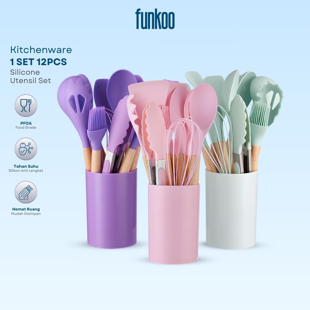 Jual Funkoo Silicone Utensil Set 12pcs Peralatan Spatula Silikon Sutil ...