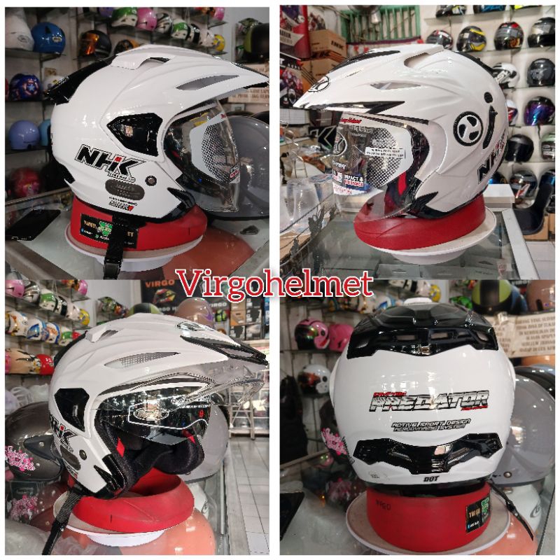 Jual NHK HELM PREDATOR CRYPTON SOLID WHITE DOUBLE VISOR SNI DOT | Shopee Indonesia