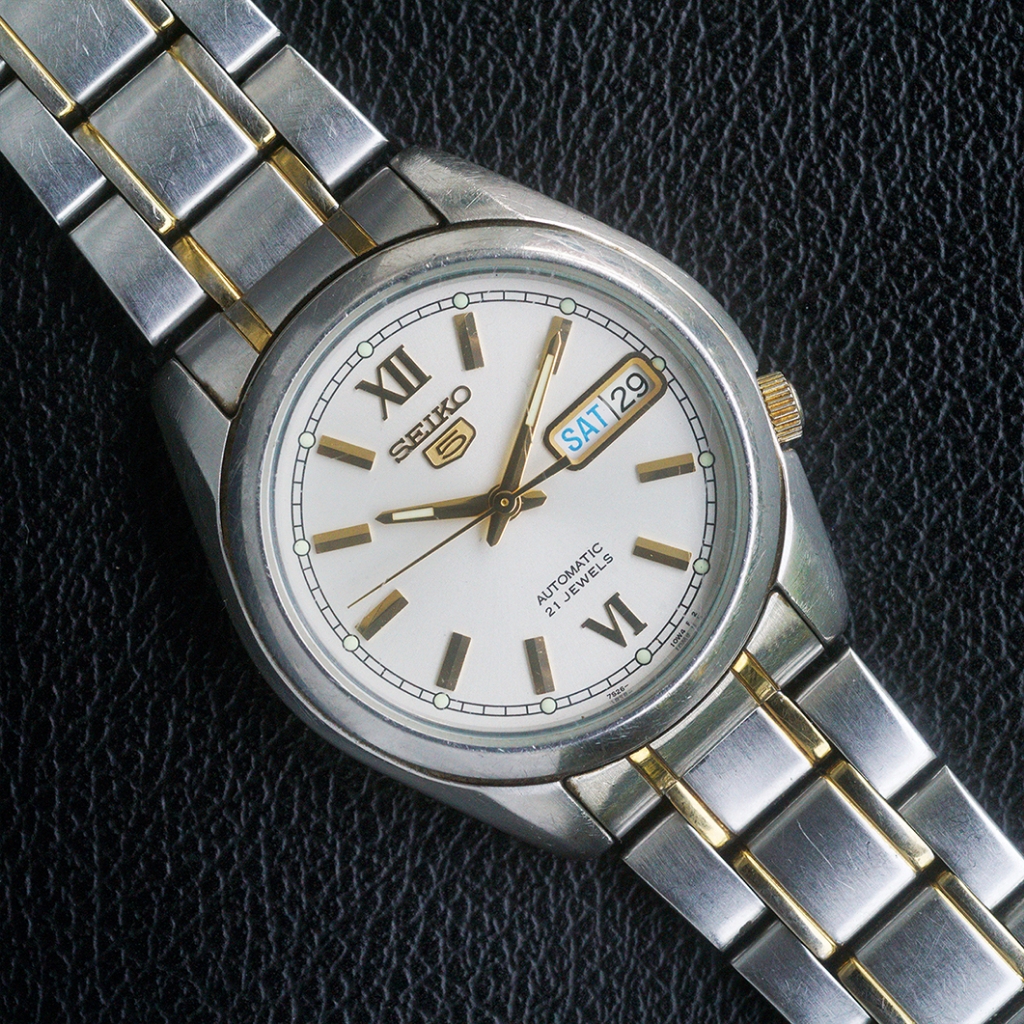 Jual Seiko 5 Sports SNKL57 SNKL57K1 Two Tone silver gold 7s26-01v0 ...