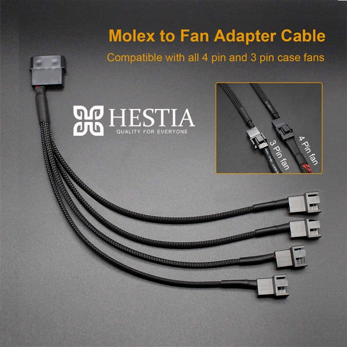 Jual Kabel splitter Molex to 2pin /3pin/4pin cable fan adapter untuk 4 ...