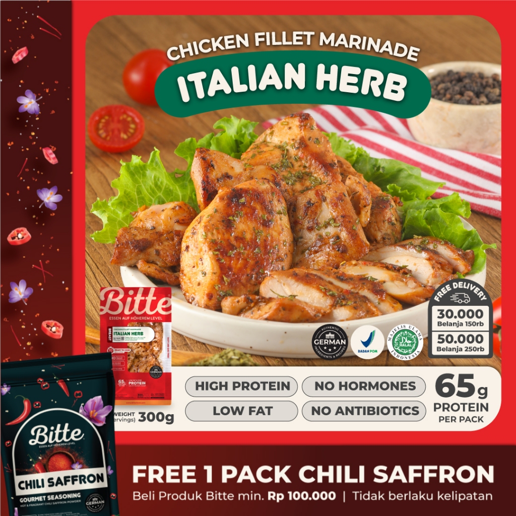 Jual Bitte Food Italian Herb Chicken Fillet Marinade / Ayam Filet ...
