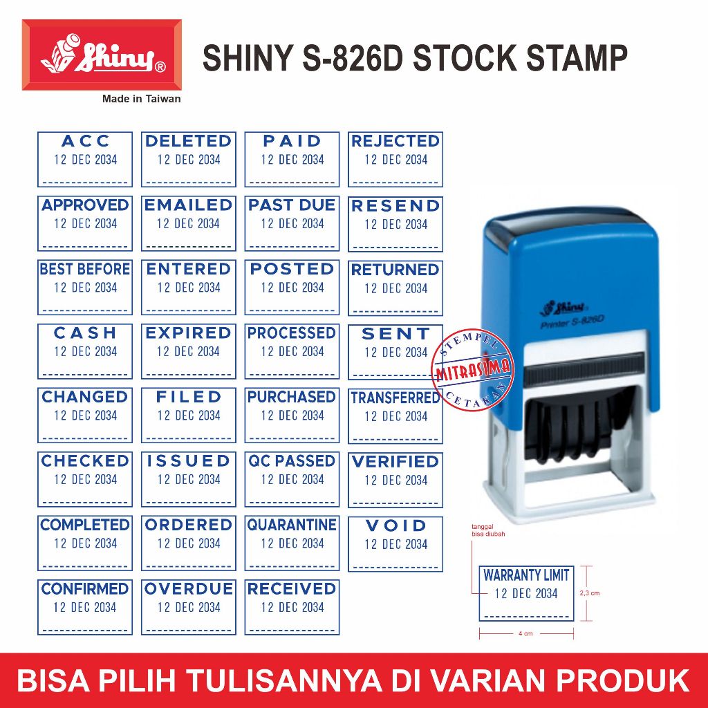 Jual Stempel Shiny Approved Best Before Checked Expired Issued Paid ...