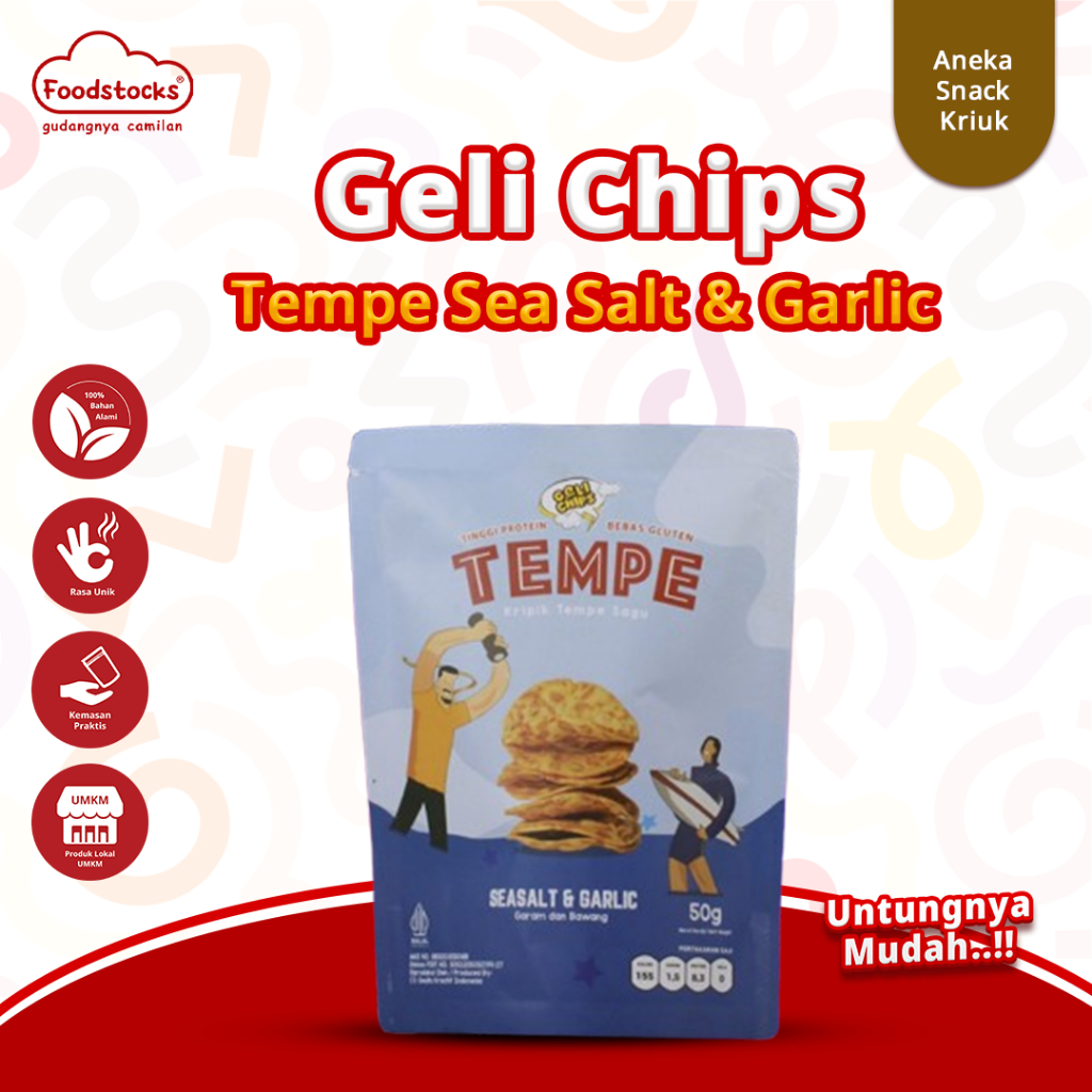 Jual Geli Chips - Keripik Tempe Sagu Rasa Original Sea Salt & Garlic ...