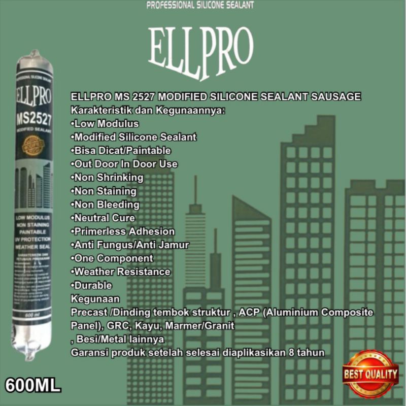 Jual Lem ACP / Lem Sosis /Silicone Sealant Neutral ELLPRO MS 600ml Non Staining Sealant | Shopee ...