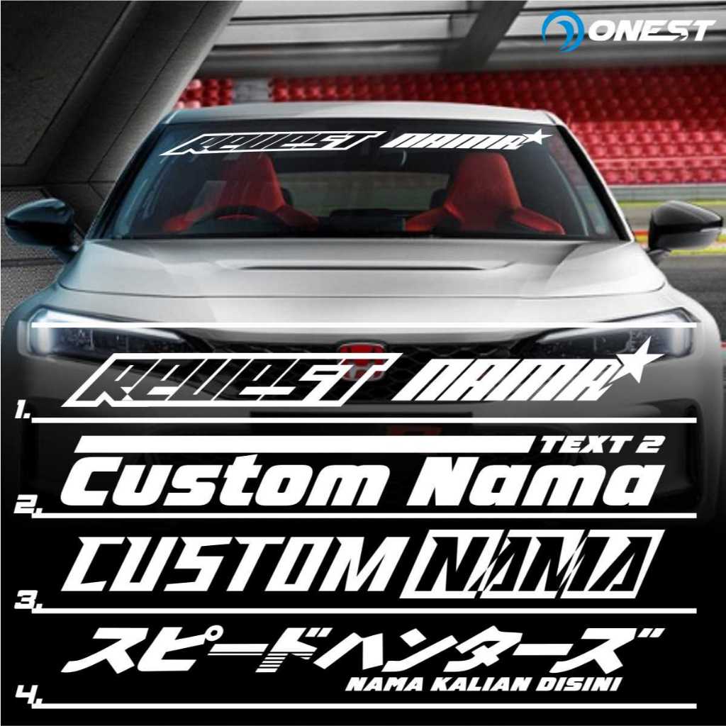 Jual Cutting Sticker Kaca Depan Mobil V6 Request Tulisan Custom Nama ...