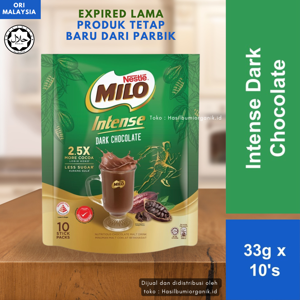 Jual NESTLE MILO Intense Dark Chocolate Bubuk Malt Coklat (33g x 10 ...