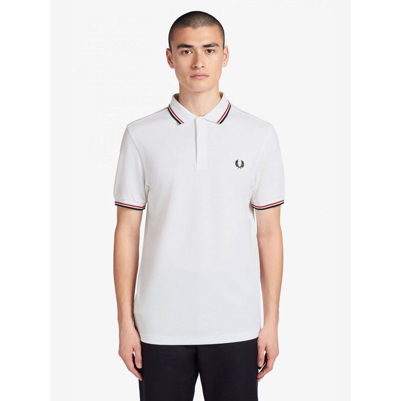Jual Fred Perry M3600 748 Twin Tipped Polo Shirt In White / Red / Navy ...