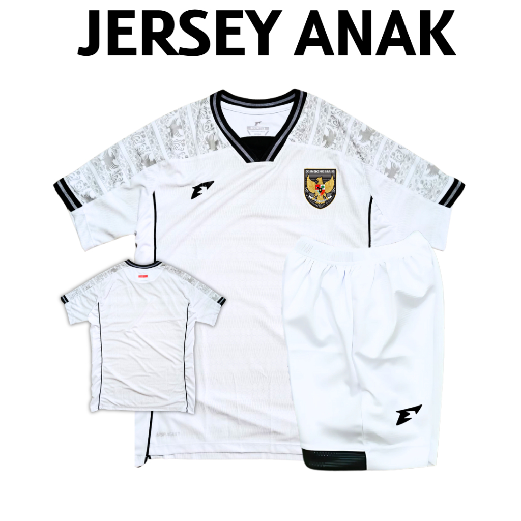 Jual Jersey Timnas Anak Indonesia 2025 2026 Away Erspo KIDS Baju Bola Setelan Putih Sablon Nama ...