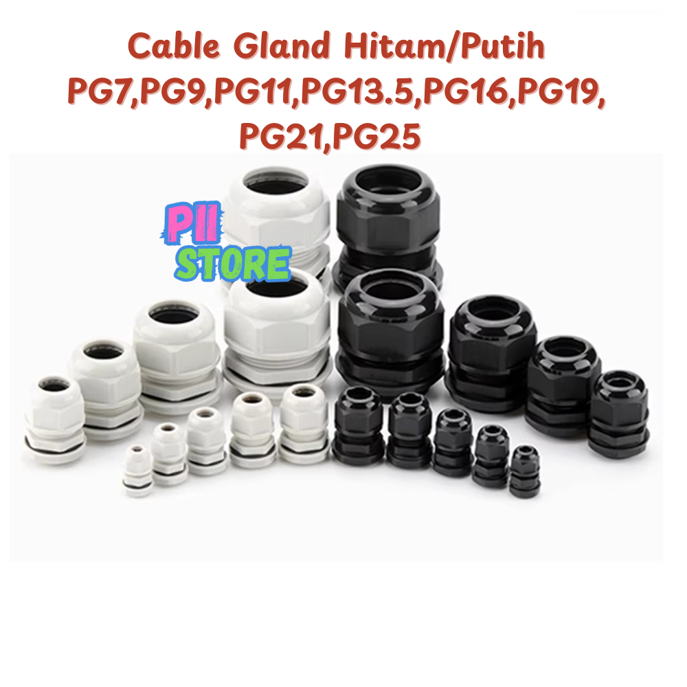 Jual Cable Gland Kabel Gland PG25 PG-25 (14-21mm) Hitam / Putih ...
