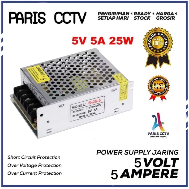 Jual Switching Power Supply PSU 5V 5A High Quality, 5 Volt 5 Ampere Jaring Adaptor SMPS | Shopee ...