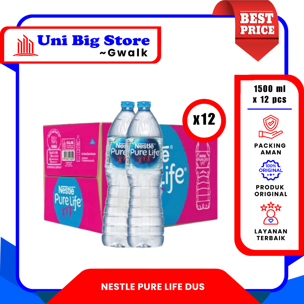 Jual NESTLE PURE LIFE AIR MINERAL BOTOL DUS - 1500 ml x 12 pcs | Shopee ...
