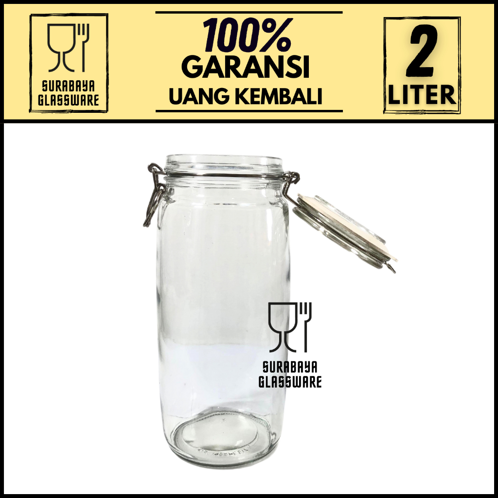 Jual TOPLES KACA KEDAP UDARA 2 LITER TOPLES BOTOL JAR TEMPAT WADAH ...