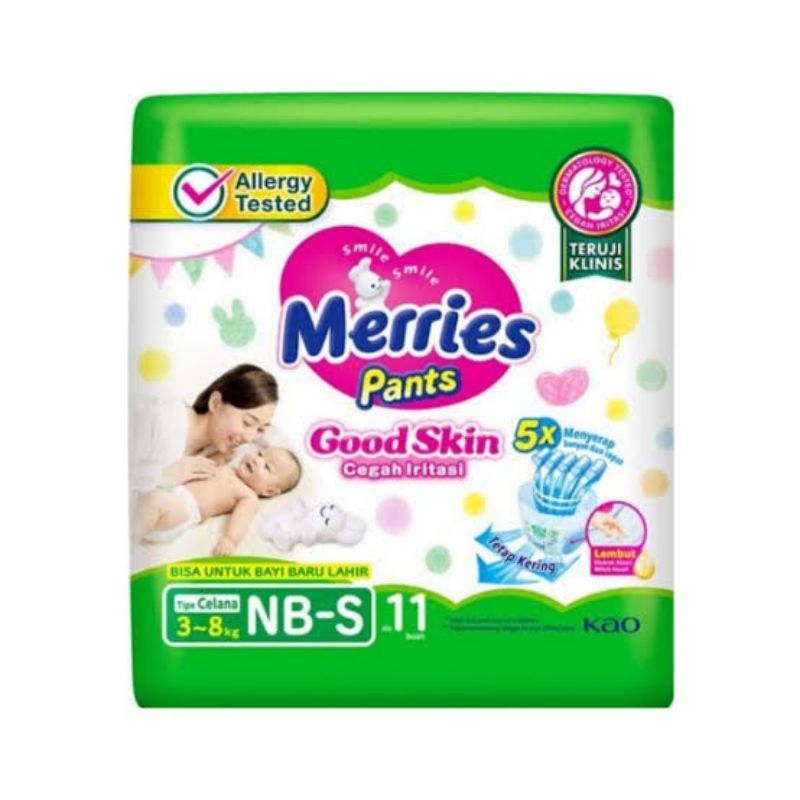 Jual MERRIES BABY DIAPERS PANTS GOOD SKIN NB-S 11 TIPE CELANA 3 - 8 Kg ...
