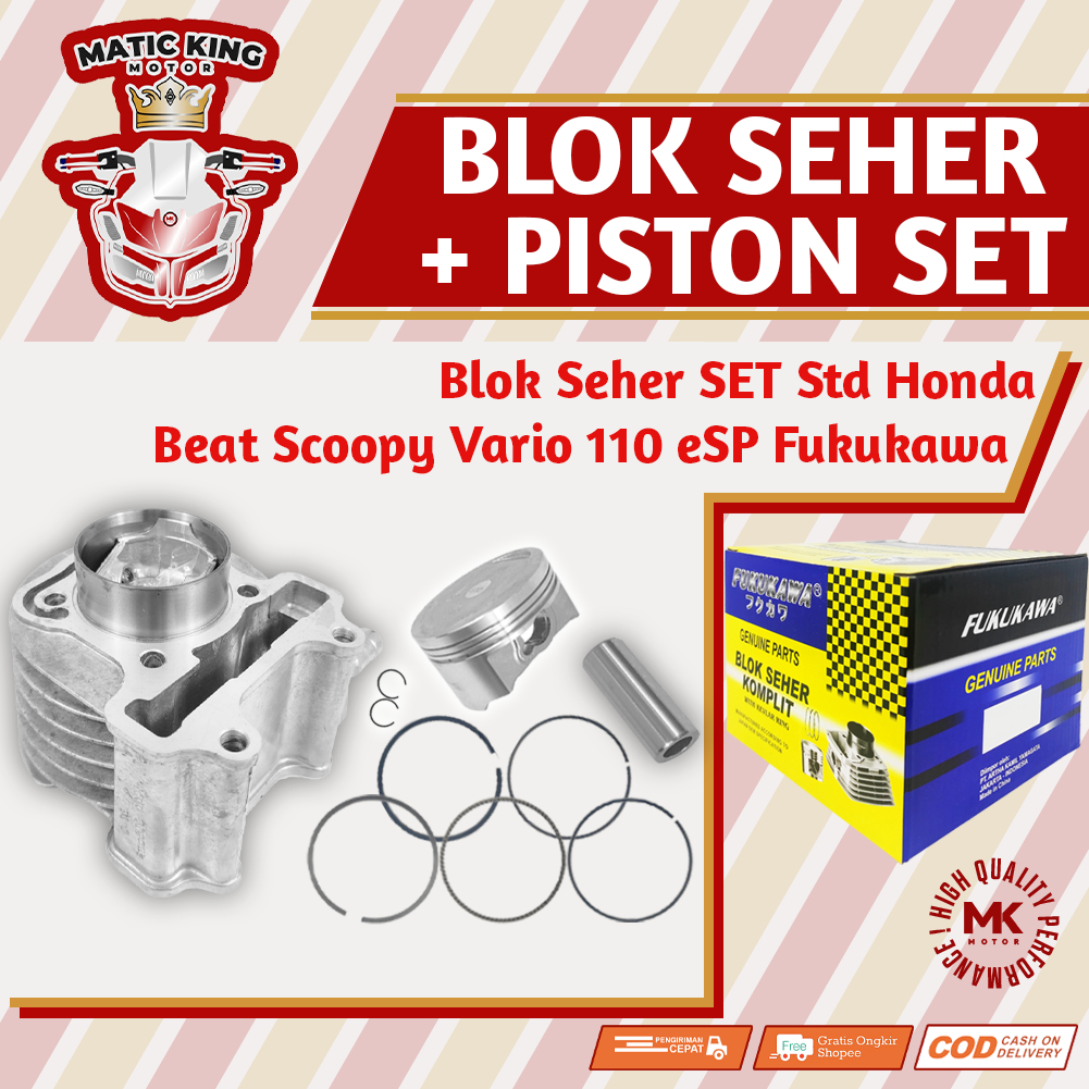 Jual Fukukawa Blok Seher SET Cylinder Comp Vario Beat Scoopy 110 POP Street eSP K44 | Shopee ...