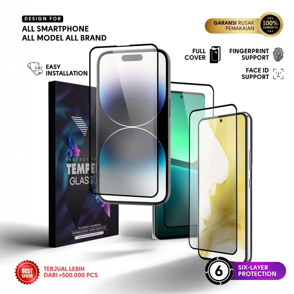 Jual GLASS PRO Premium Full Cover Tempered Glass Semua Model All Brand ...