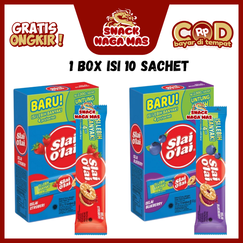 Jual BISKUIT SLAI OLAI BOX STRRAWBERRY / BLUEBERRY [1 BOX ISI 10 SACHET ...